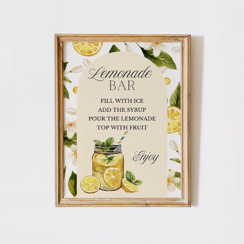 Editable Lemonade Bar Sign Template, Canva Drink Station, Wedding ...