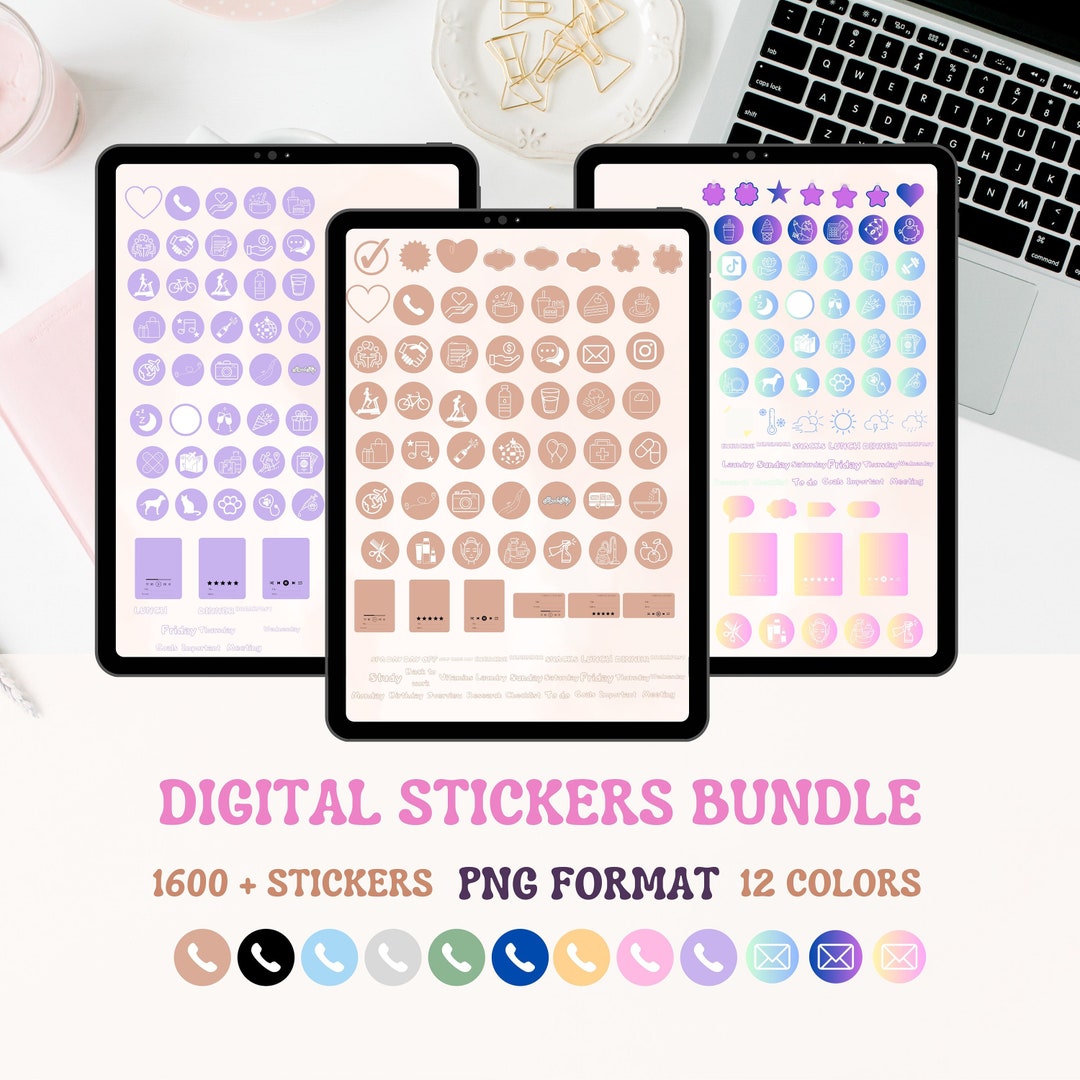 Digital Sticker Bundle, PNG Files for Digital Planner, Digital Icon ...