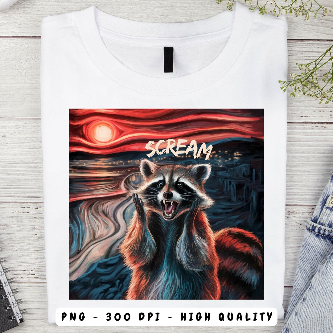 Halloween Raccoon Png Tee Design the Scream Paiting Raccoon Shirt ...