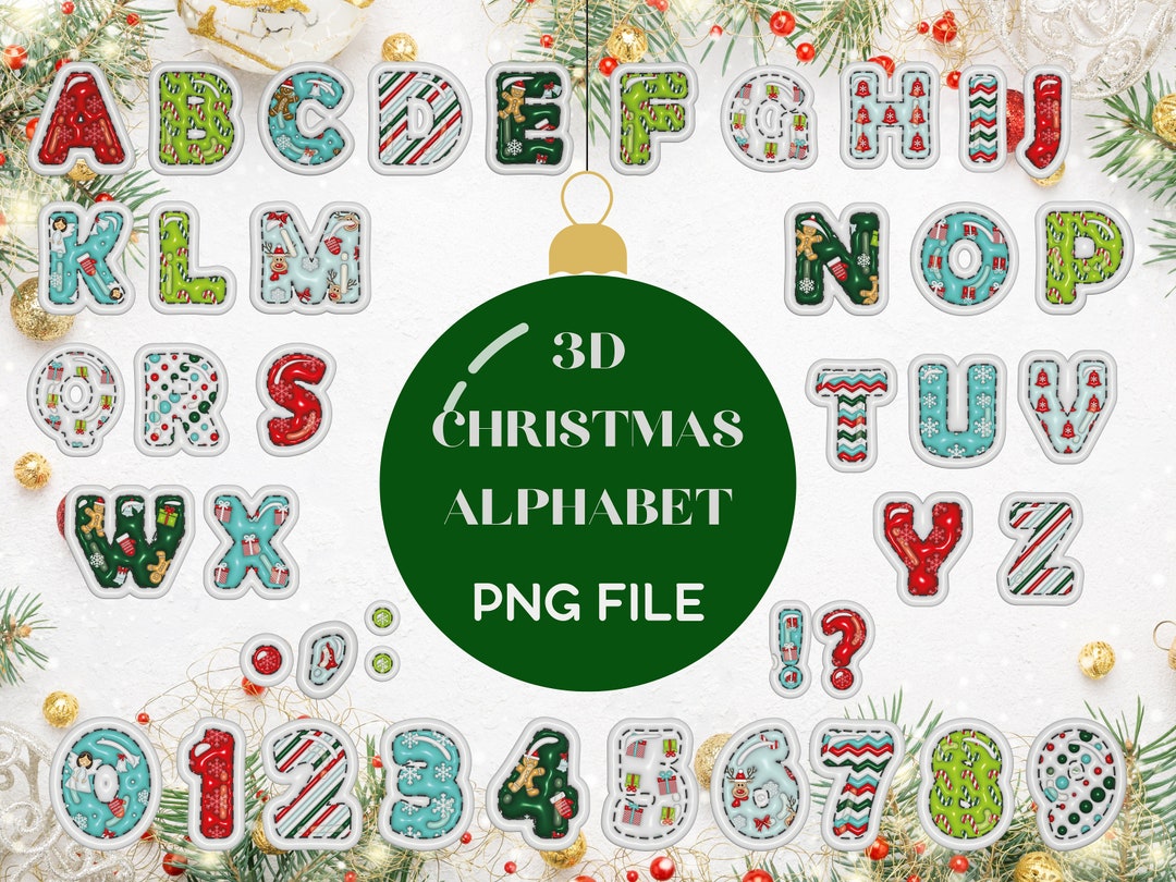 Alfabeto de Navidad PNG Letras infladas 3D Paquete PNG - Etsy México