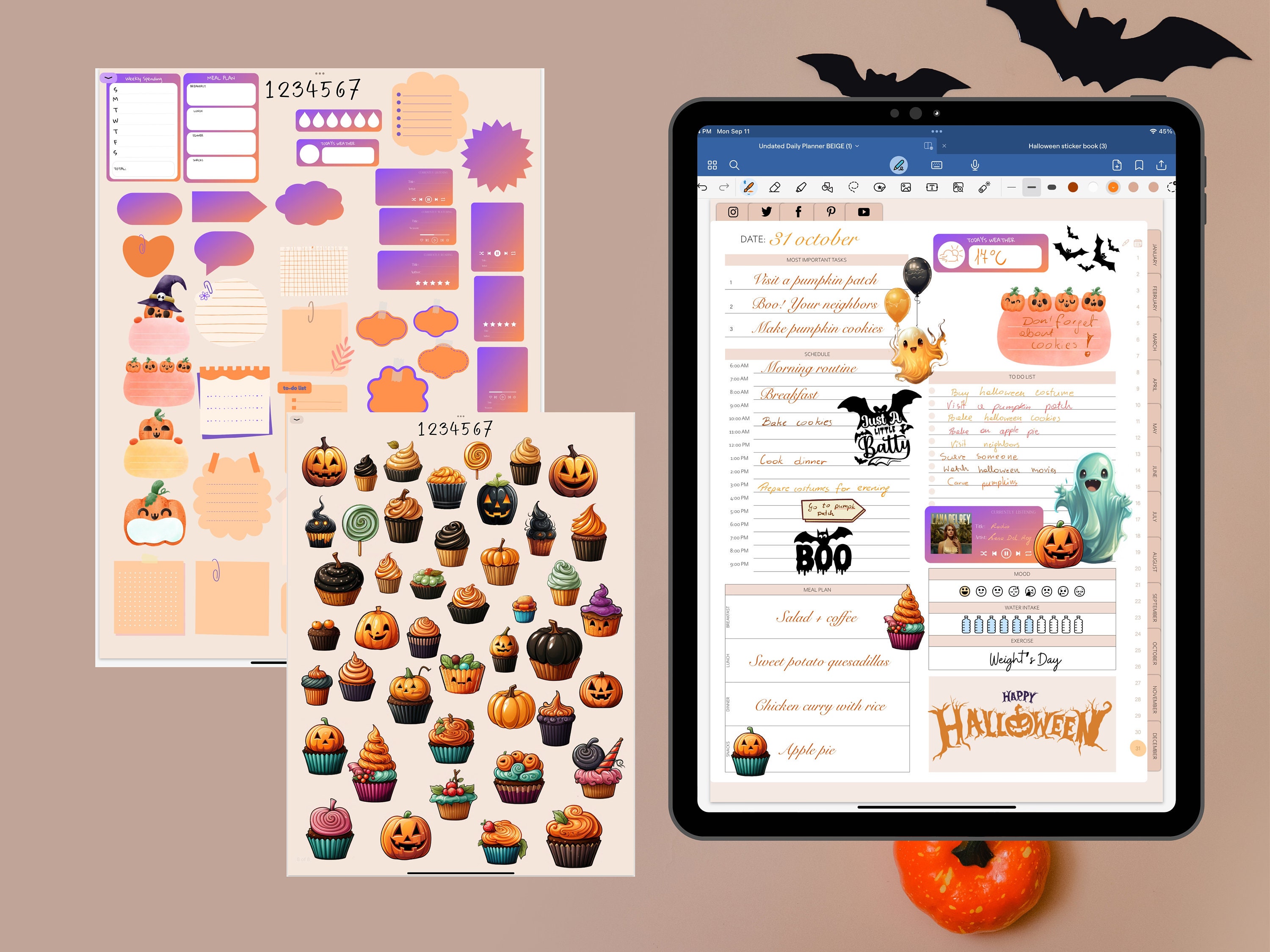 Halloween Digital Stickers for Goodnotes Planner, Ghostface Sticker ...
