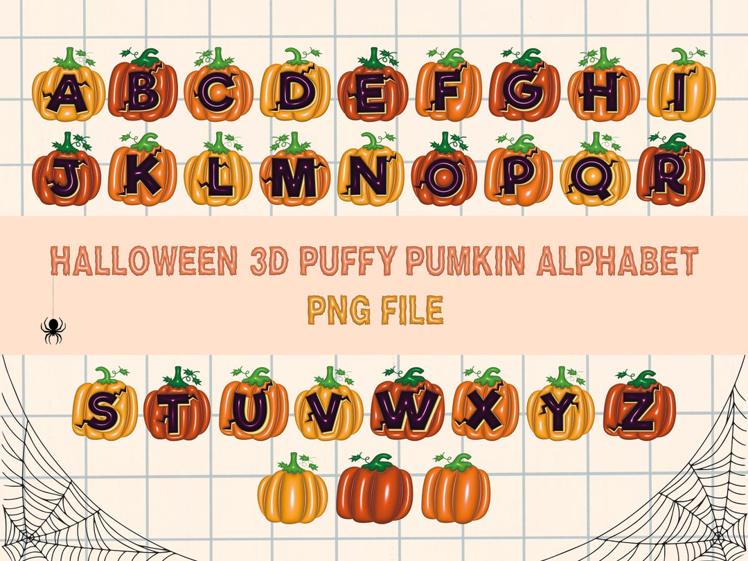 3D Halloween Alphabet Letters, Pumpkin Alphabet Bundle, Bubble ...