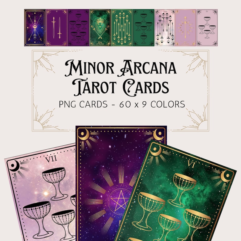 Digital Tarot Cards Set PNG, Tarot Card Stickers for Tarot Journaling, Minor Arcana Tarot ...