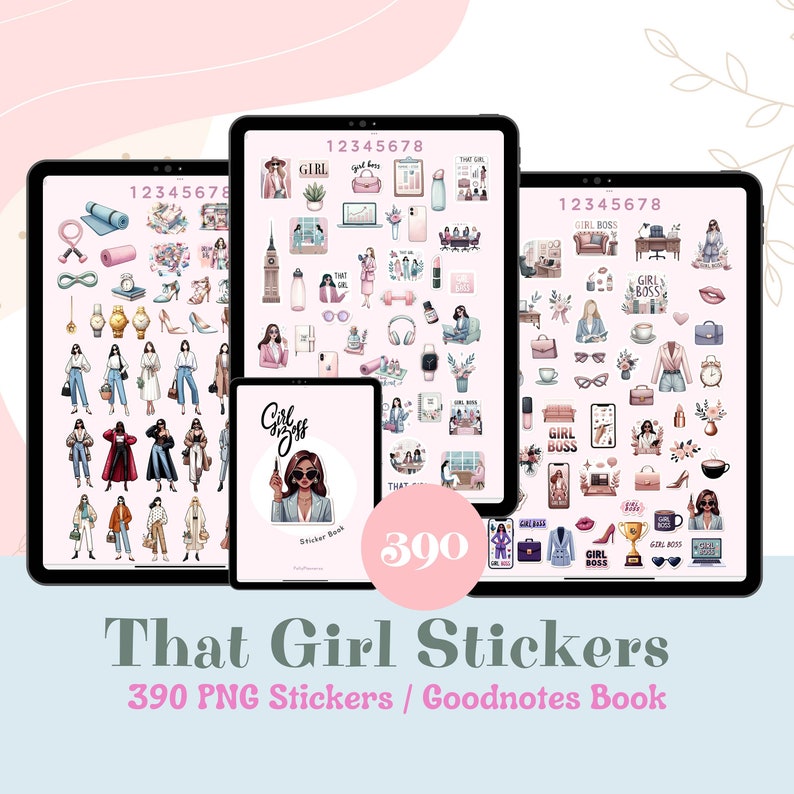 Girl Boss Lifestyle and That Girl Stickers, Precropped for Good Notes ...