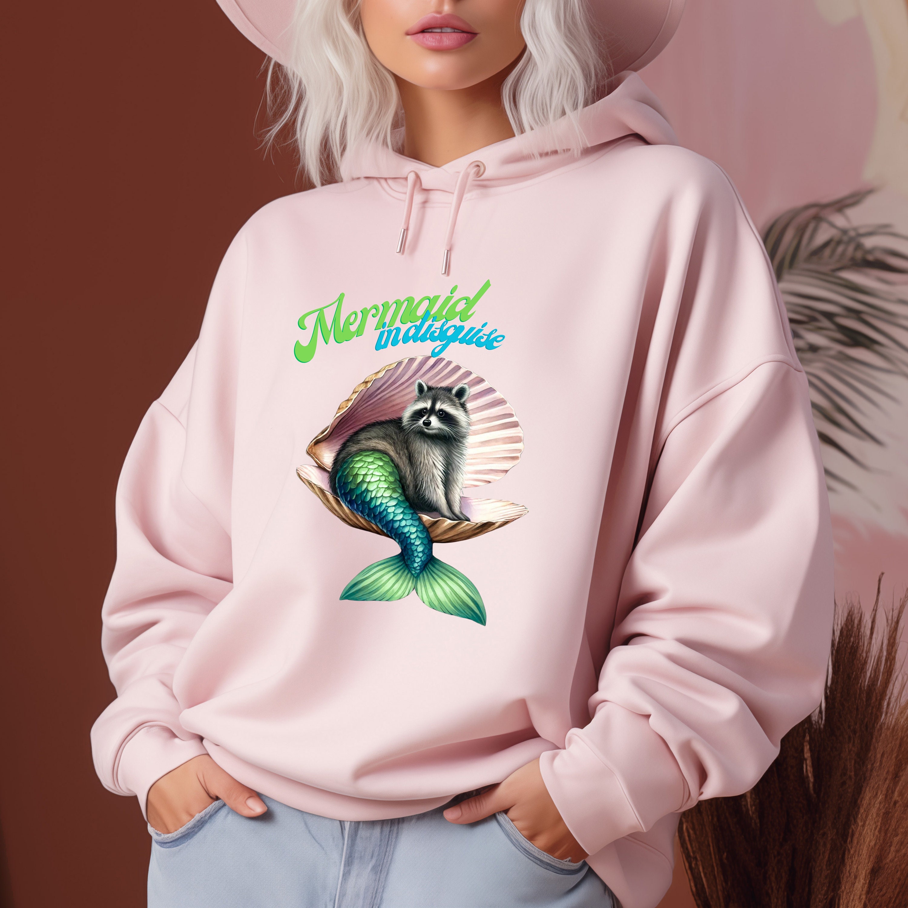 Mermaid Raccoon Png Funny Beach Design Feral Girl Summer Png Mermaid in ...