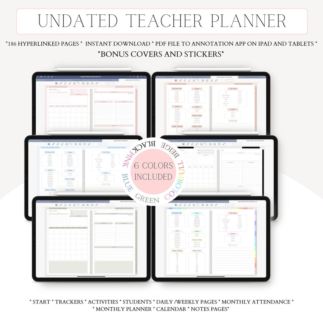 Undated Teacher Digital Planner, Teacher Goodnotes Lesson Planning ...