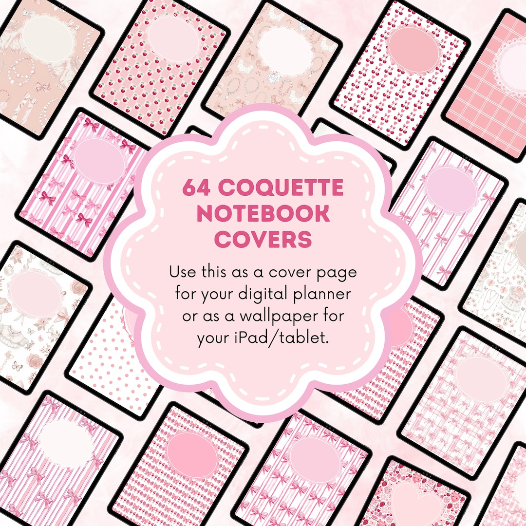 Coquette Aesthetic Digital iPad Planner Covers, Pink Girly Covers for ...
