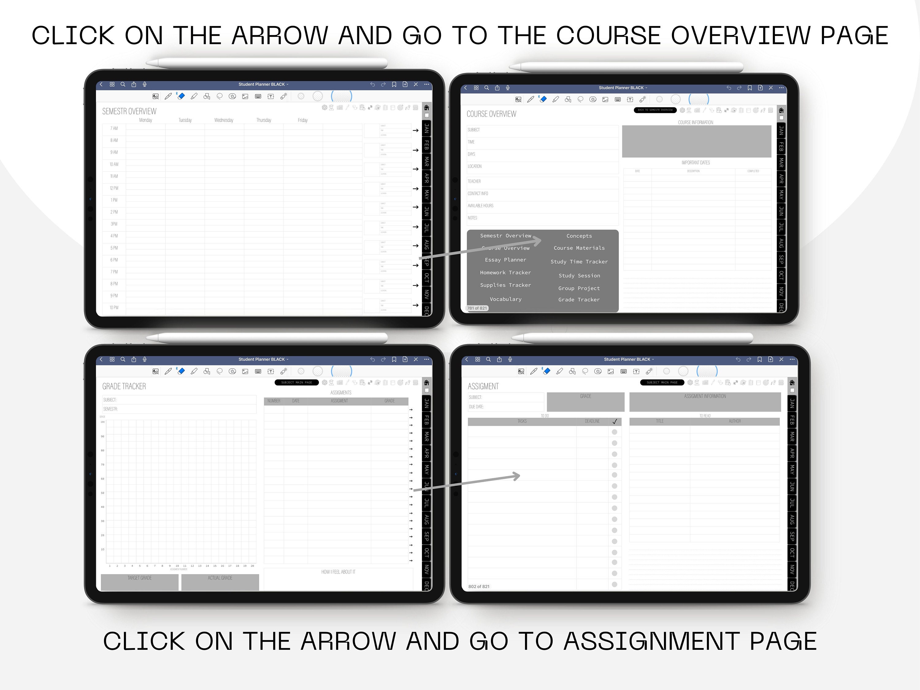 Digital Study Planner Templatehome School Assignment - Etsy