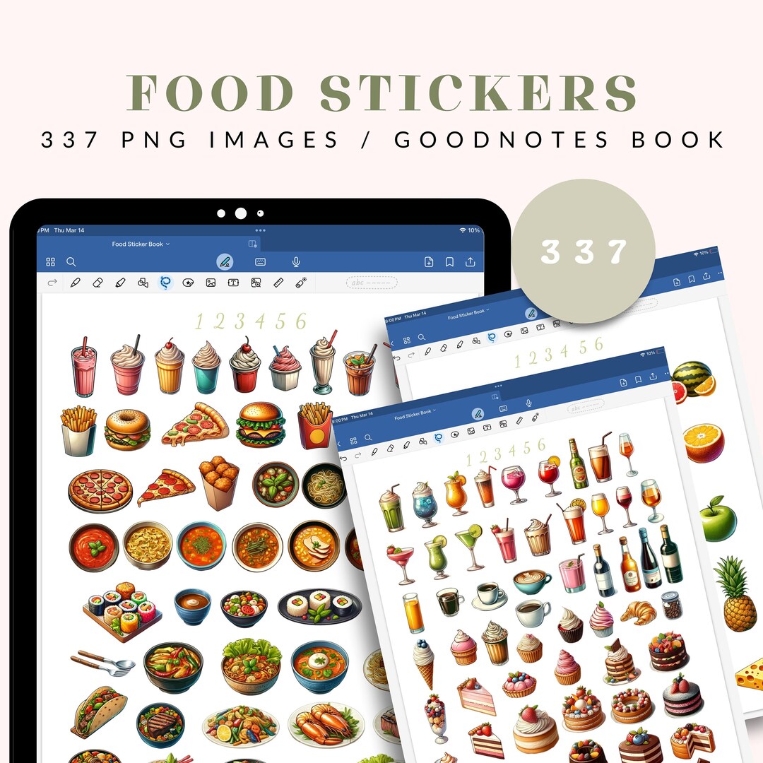 Food Digital Stickers for Recipe Book, Digital Planner PNG Stickers ...