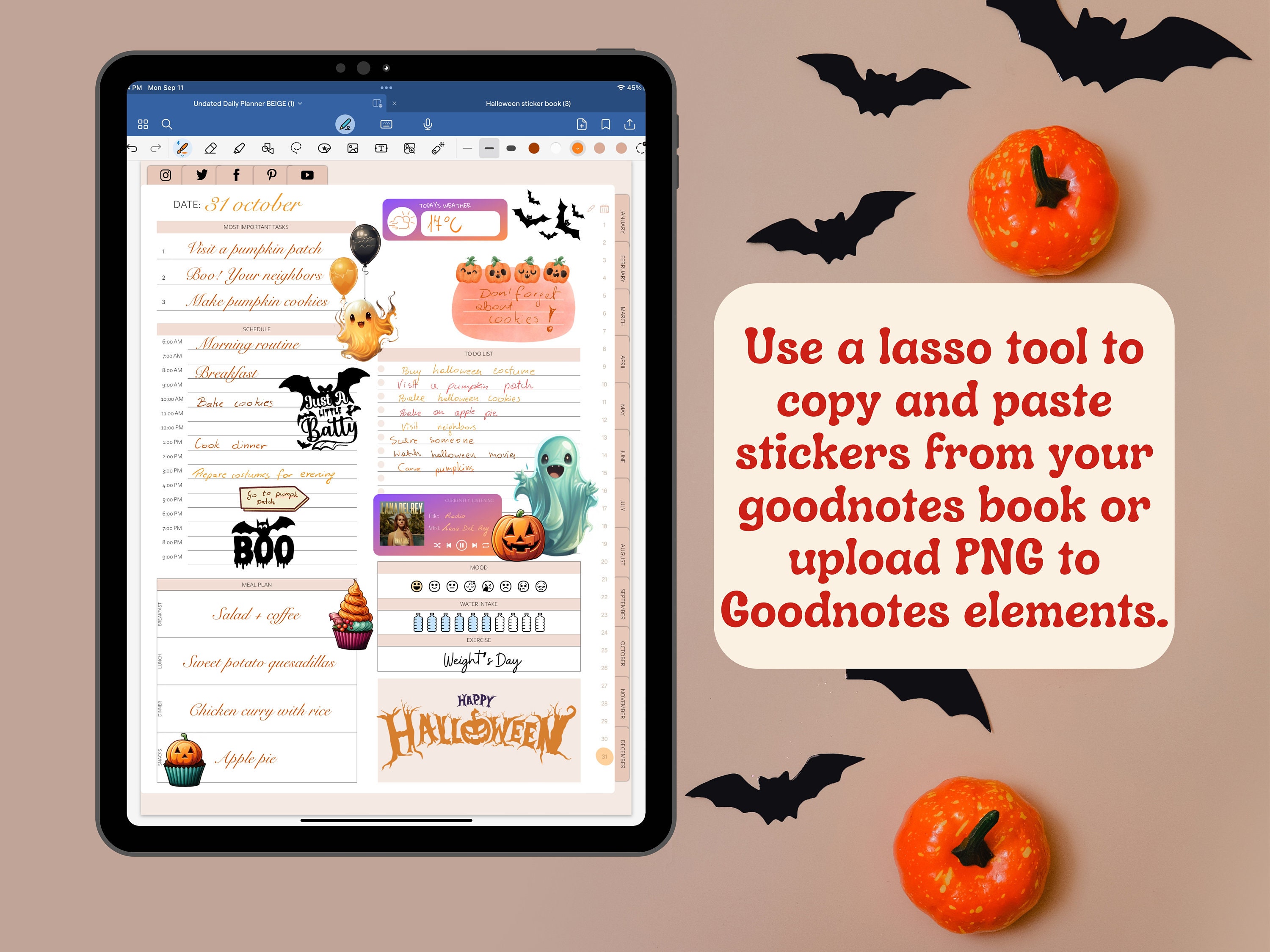 Halloween Digital Stickers for Goodnotes Planner, Ghostface Sticker ...