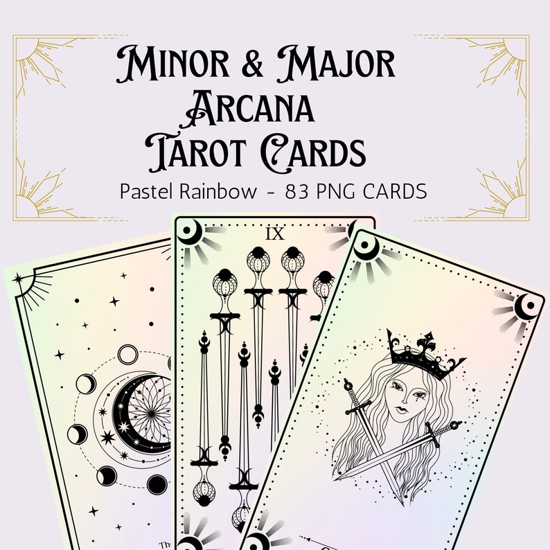 Digital Tarot Cards Set PNG, Tarot Card Stickers for Tarot Journaling, Major and Minor Arcana ...