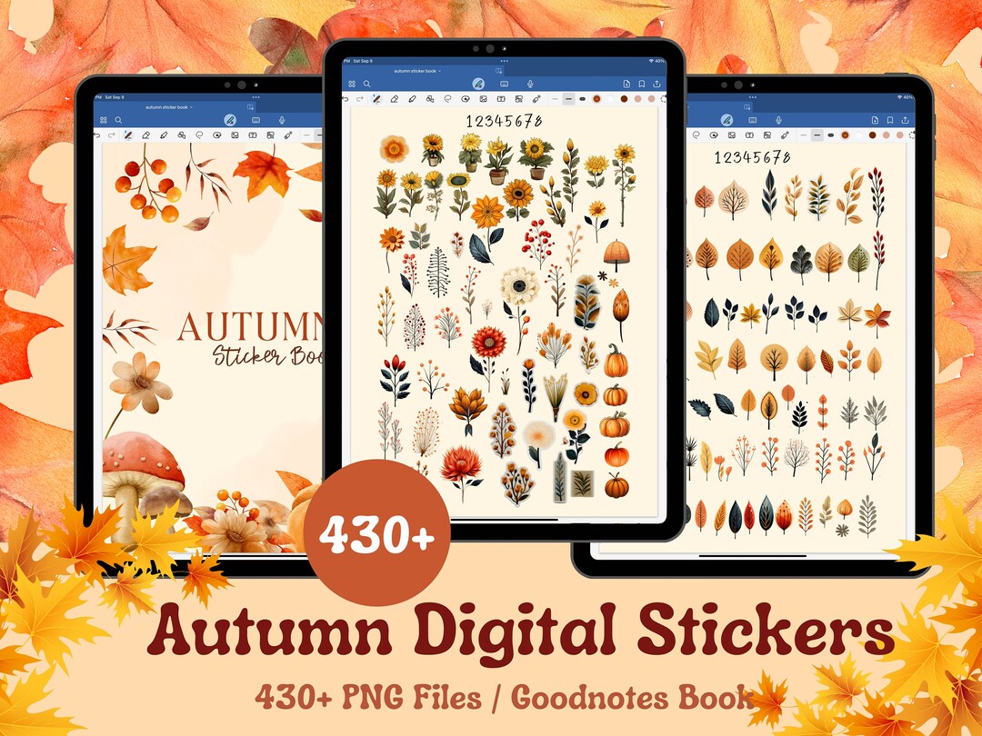Autumn Digital Sticker Book, Fall Sticker Goodnotes, October Planner ...