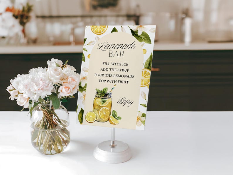Editable Lemonade Bar Sign Template, Canva Drink Station, Wedding ...