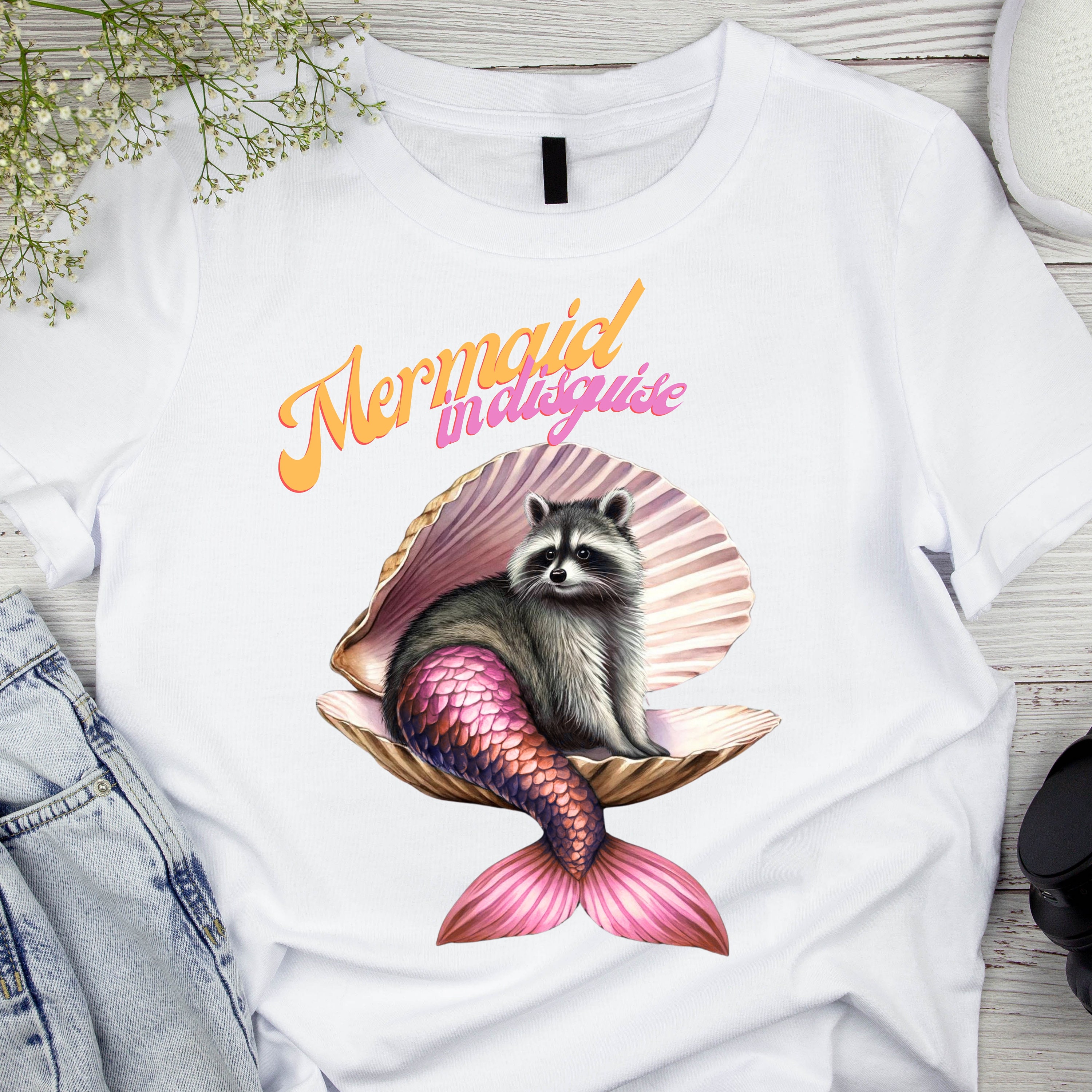 Feral Girl Summer Png Mermaid in Disguise Funny Raccoon Design Png ...