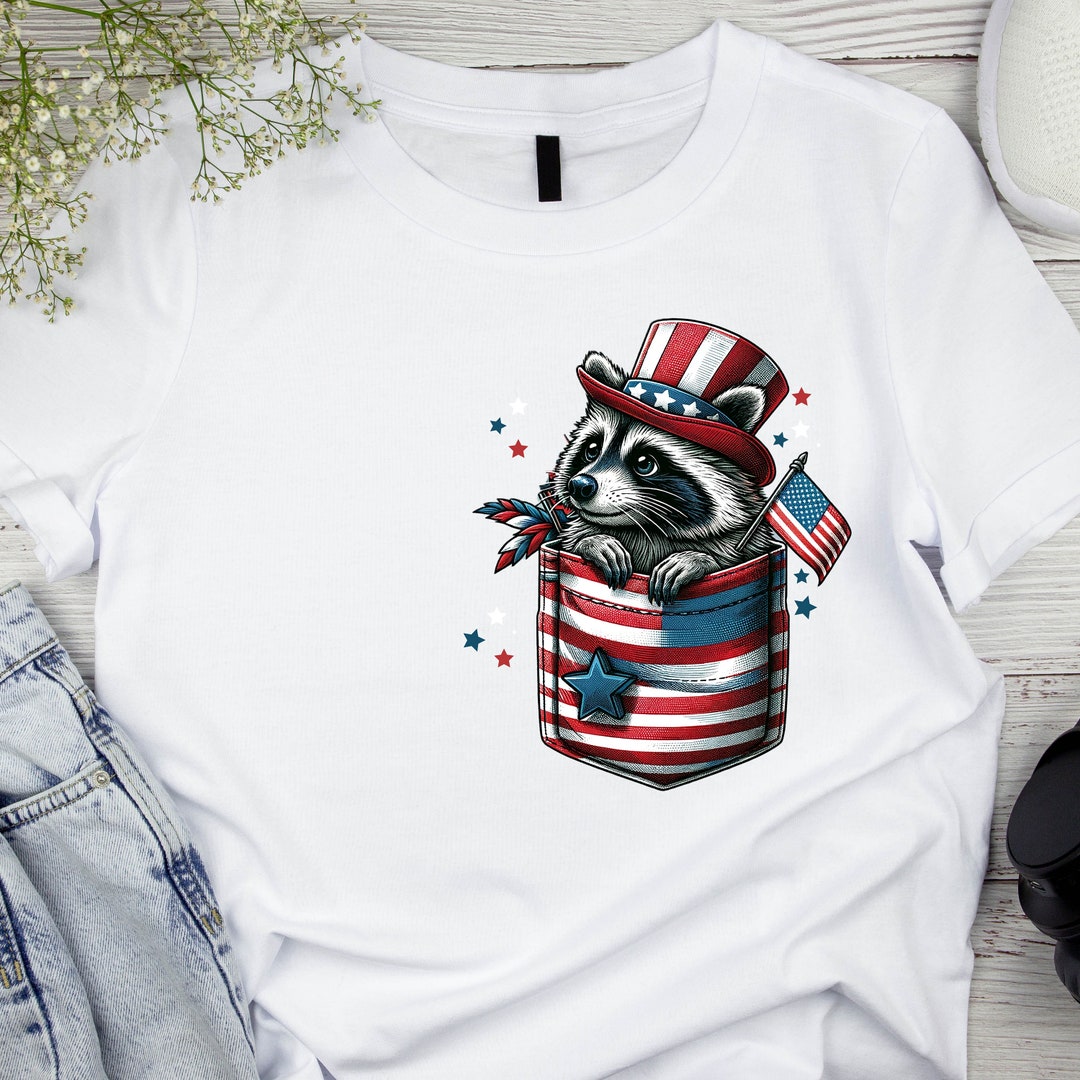 4th of July Raccoon Shirt Design Png American Flag Patriotic Png ...