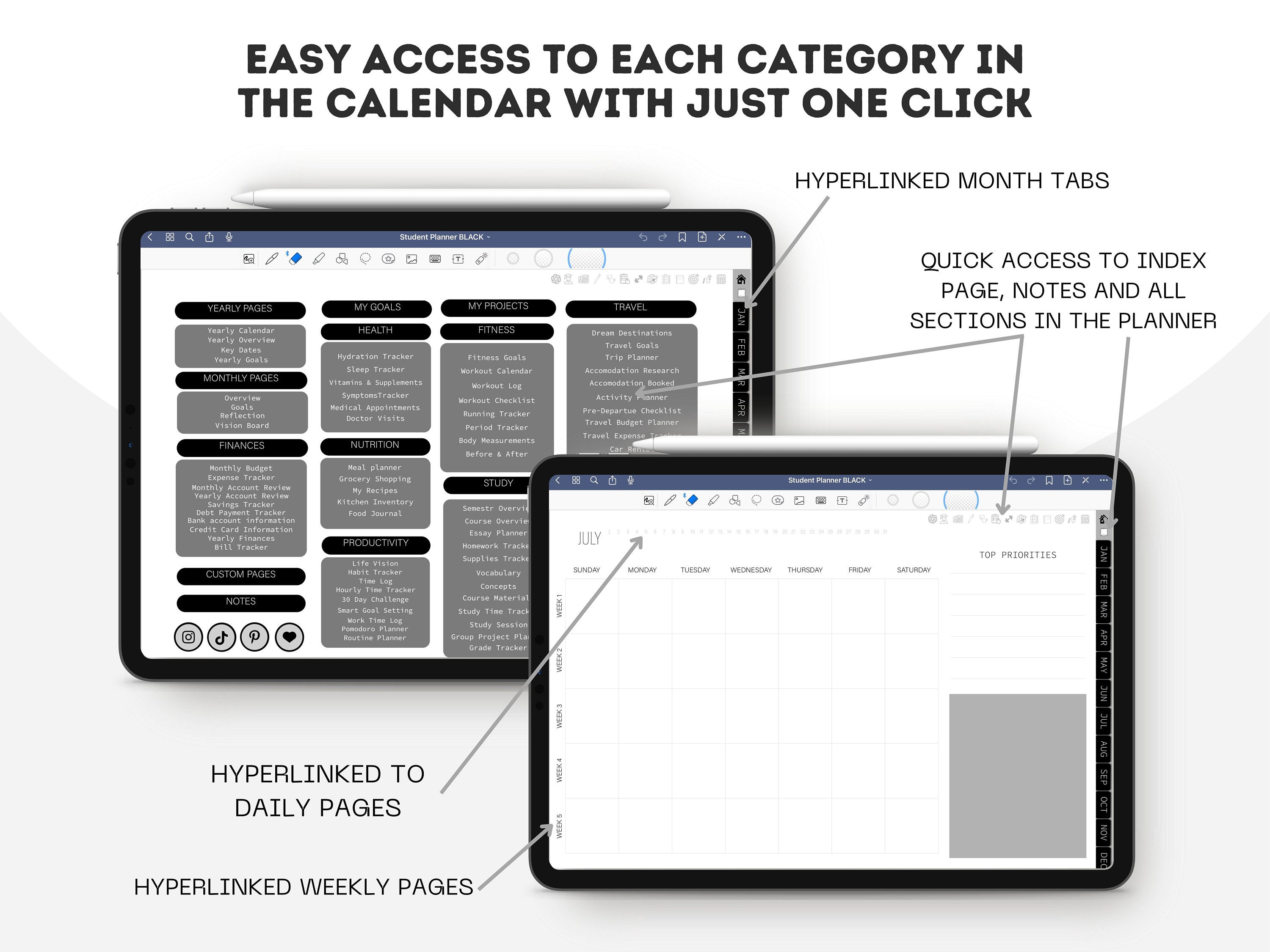 Digital Study Planner Templatehome School Assignment - Etsy