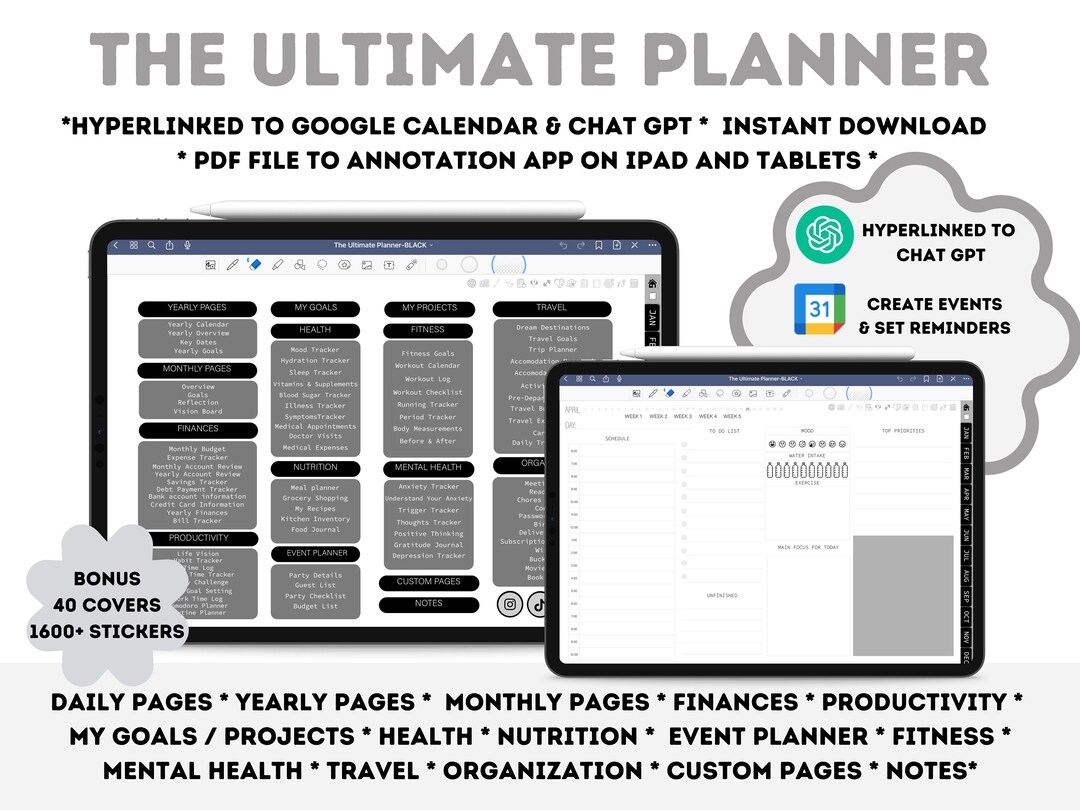 The Ultimate Undated Planner With Reminders, iPad Pro Planner ...