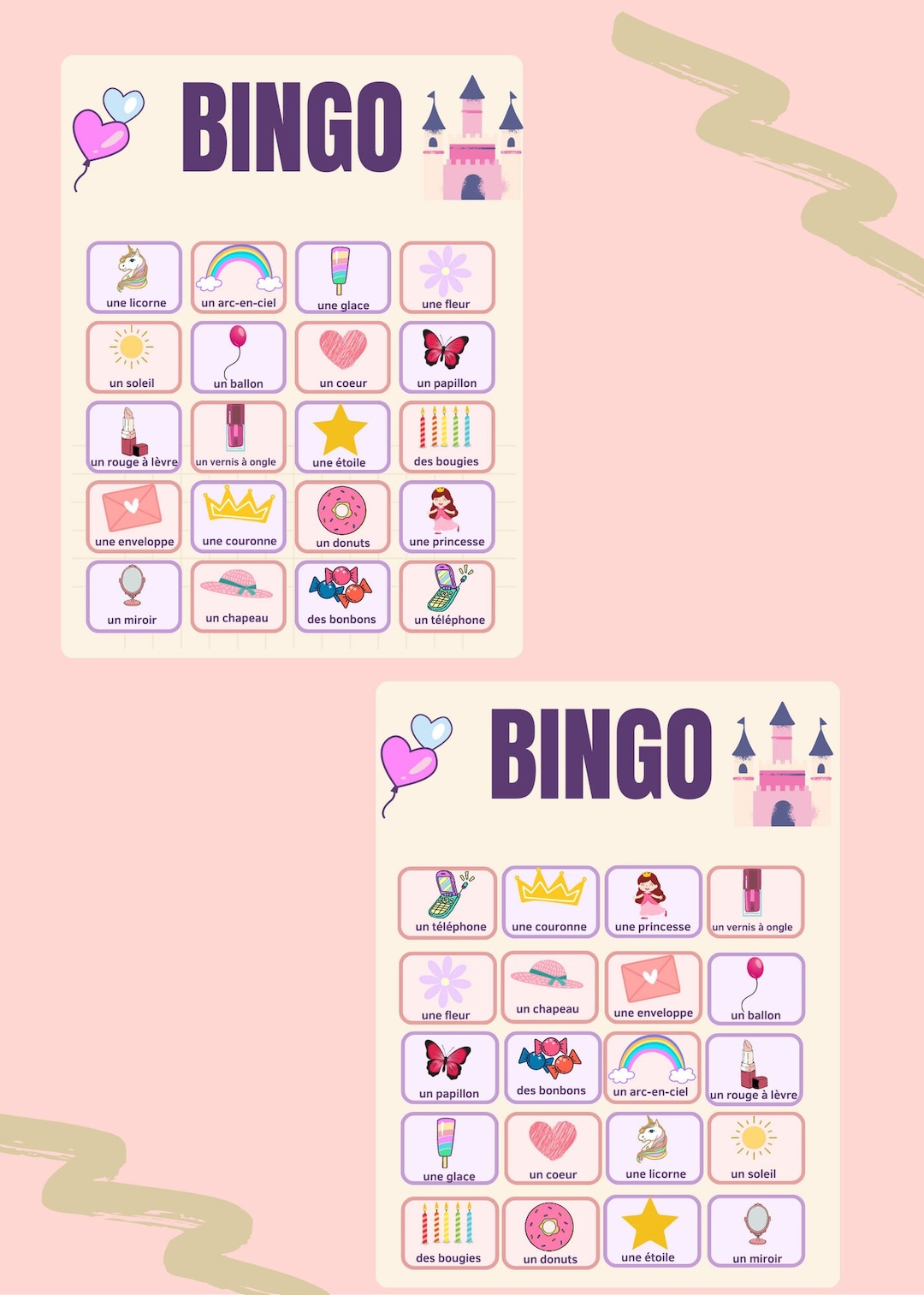 Bingo / Loto Girly / Princess & Unicorn Games to Print and Laminate - Etsy