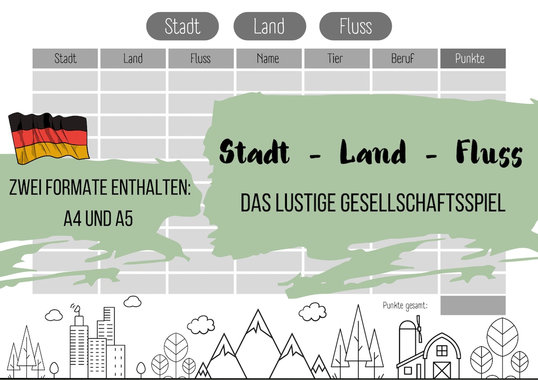 City Country River Game Template Digital Download A4 & A5 Board Game ...