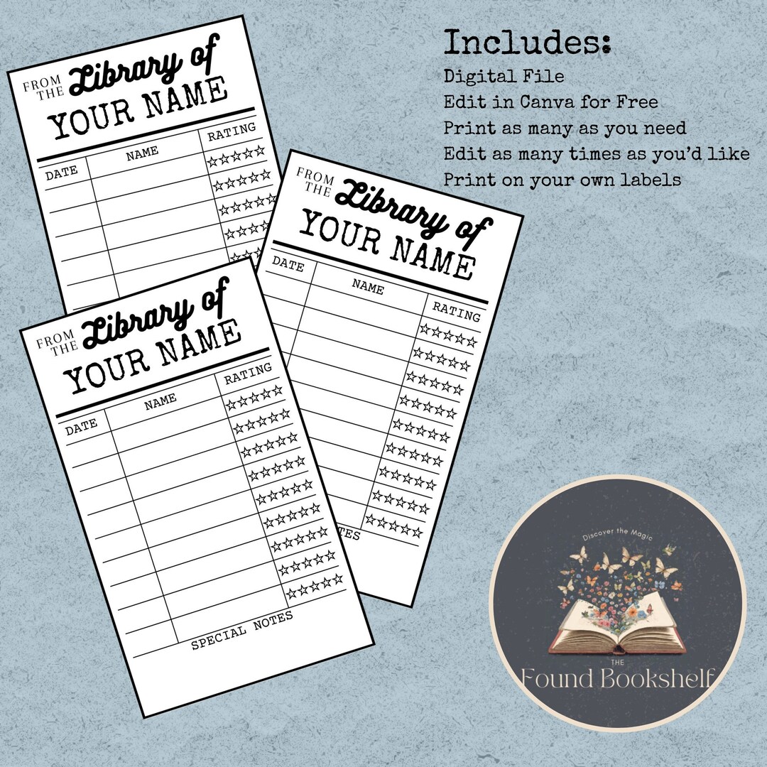 Personalized Book Labels - Gift for Reader, Canva Editable, Literary ...