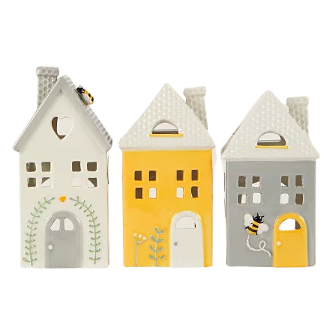 White Ceramic Bee House Tealight Holder Set of 3 - Etsy