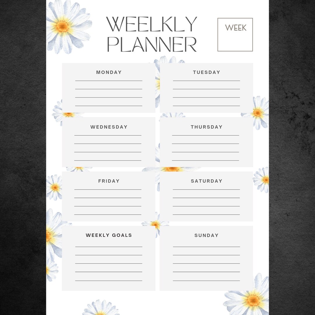 Minimalist Weekly Planner Page Printable Digital Download,minimal ...