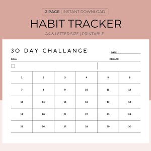 30 Day Habit Tracker PRINTABLE A4 & US Letter - Etsy