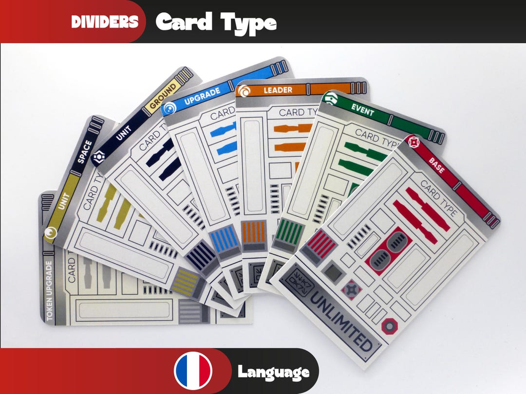 UNLIMITED CARD TYPE Dividers Star Wars Unlimited Card Deck Separators ...