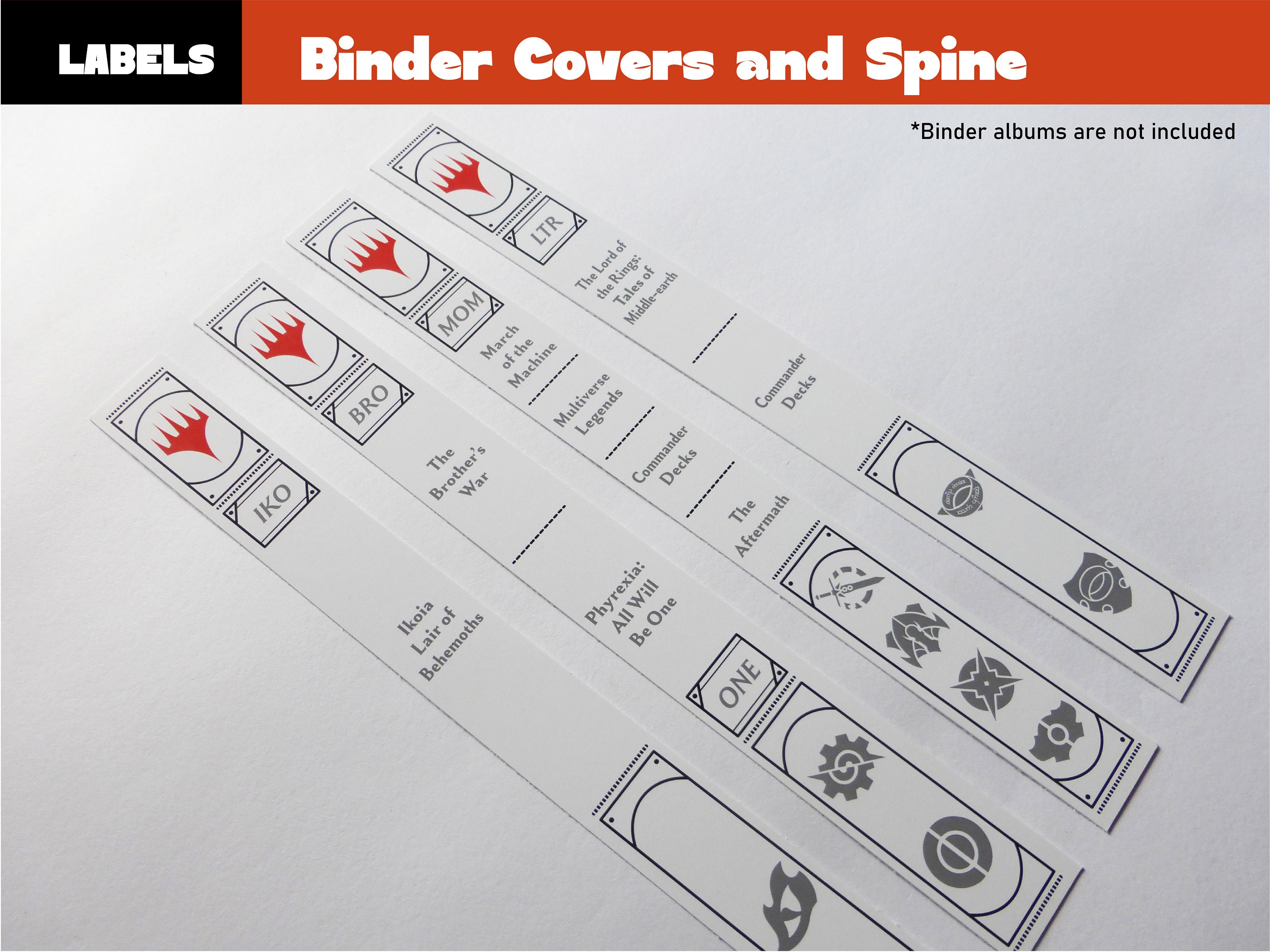 MTG Custom Binder Labels - Spines and Covers for Magic the Gathering ...