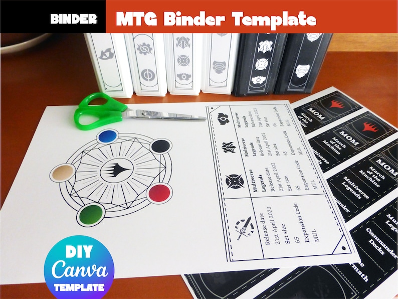 MTG Binder Template for Canva - Print at Home Label Template Magic the ...