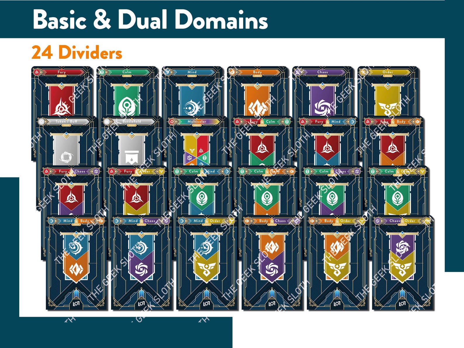 RIFTBOUND Basic & Dual COLOR DOMAIN Dividers, League of Legends ...