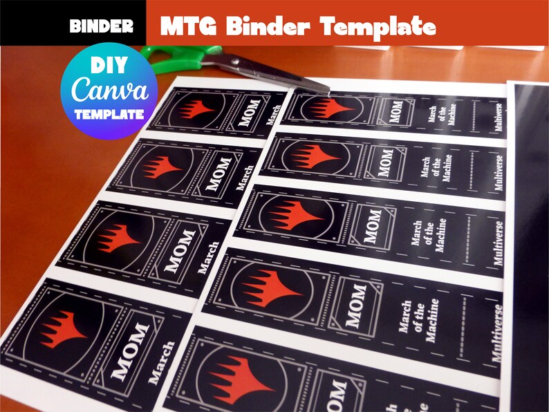 MTG Binder Template for Canva - Print at Home Label Template Magic the ...