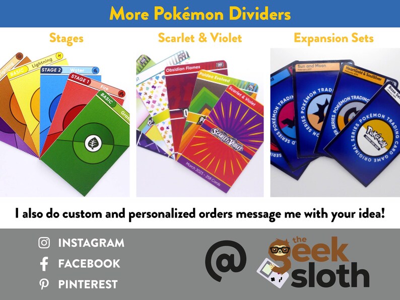 POKÉMON CARD ENERGY Type Dividers Separators Tcg Card Deck Box ...