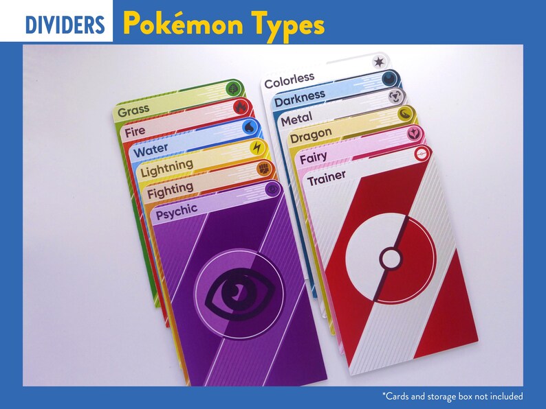 POKÉMON CARD TYPE Dividers 12 Separators Tcg Card Organizer - Etsy