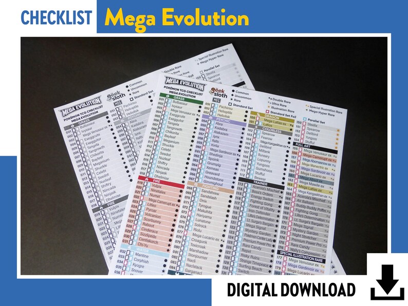 CARD CHECKLIST Mega Evolution - Pokémon Trading Card Game Album Binder ...