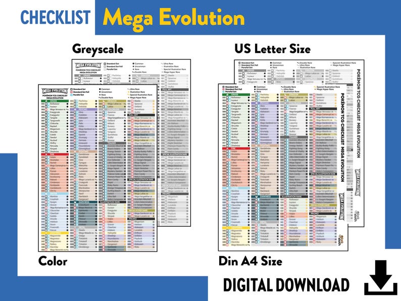 CARD CHECKLIST Mega Evolution - Pokémon Trading Card Game Album Binder ...
