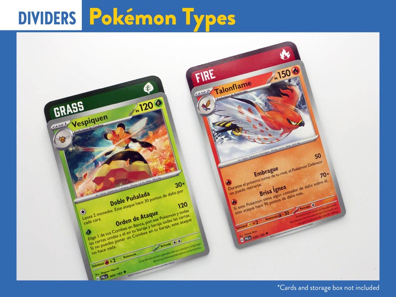 POKÉMON CARD TYPE Dividers 12 Separators Tcg Card Deck Box Organizer - Etsy