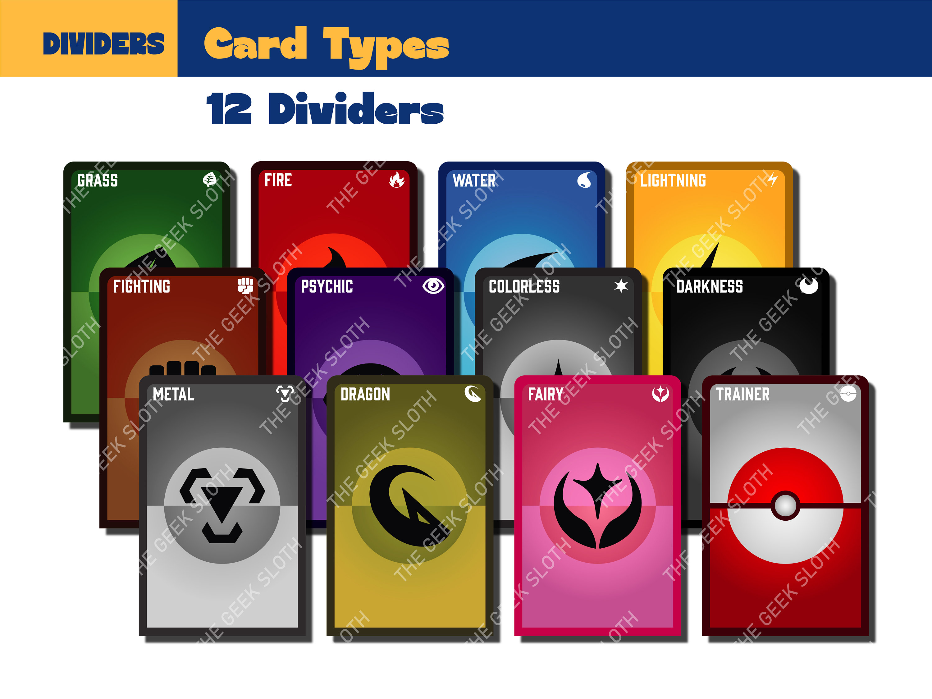 Separadores de cartas de tipos Pokémon JCC Pokémon - Etsy España