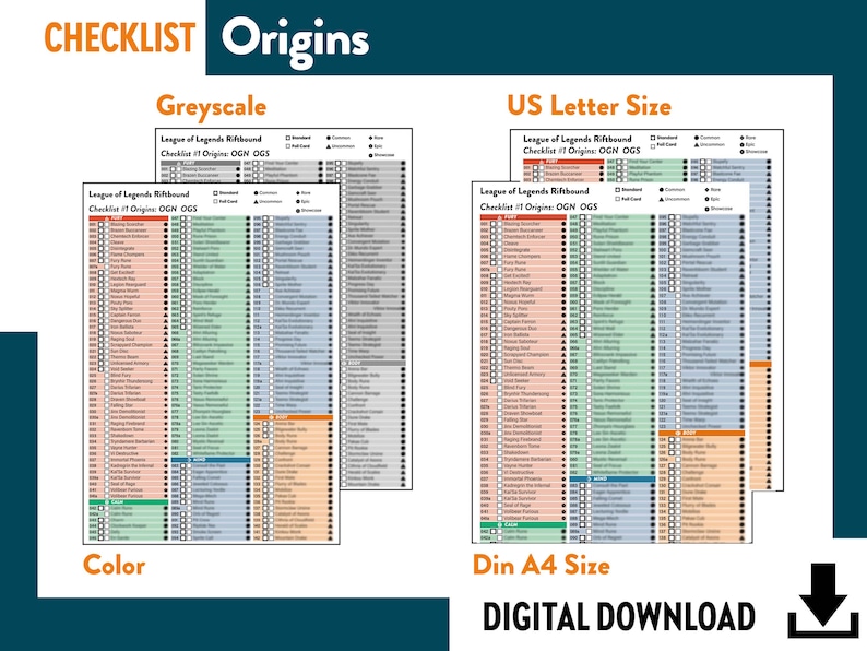 CARD CHECKLIST ORIGINS Riftbound League of Legends Trading Card Game ...