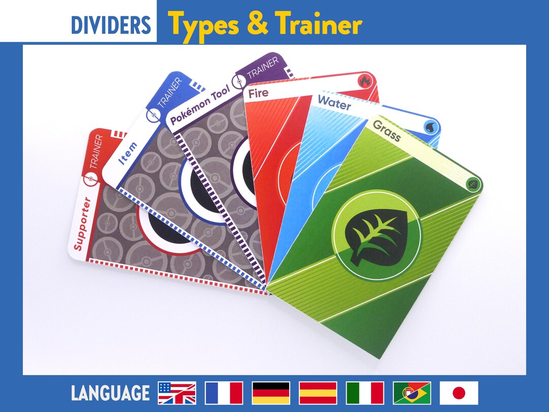 POKÉMON TYPES & TRAINER Card Dividers 17 Separators Tcg Card Organizer ...