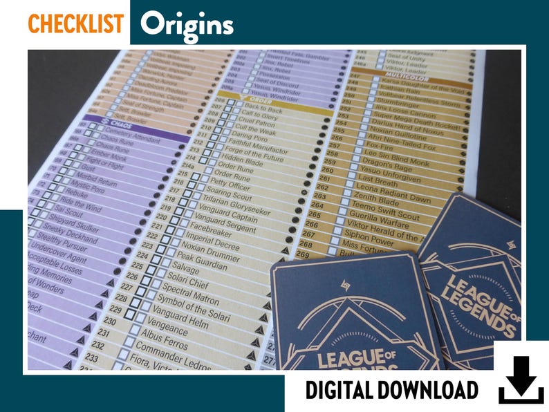 CARD CHECKLIST ORIGINS Riftbound League of Legends Trading Card Game ...