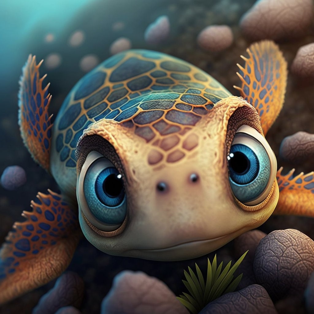 Baby Sea Turtle in Pixar Ai Art, Abstract Ai Digital Art, Ai Art ...