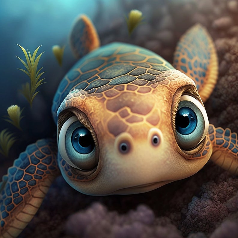 Baby Sea Turtle in Pixar Ai Art, Abstract Ai Digital Art, Ai Art ...