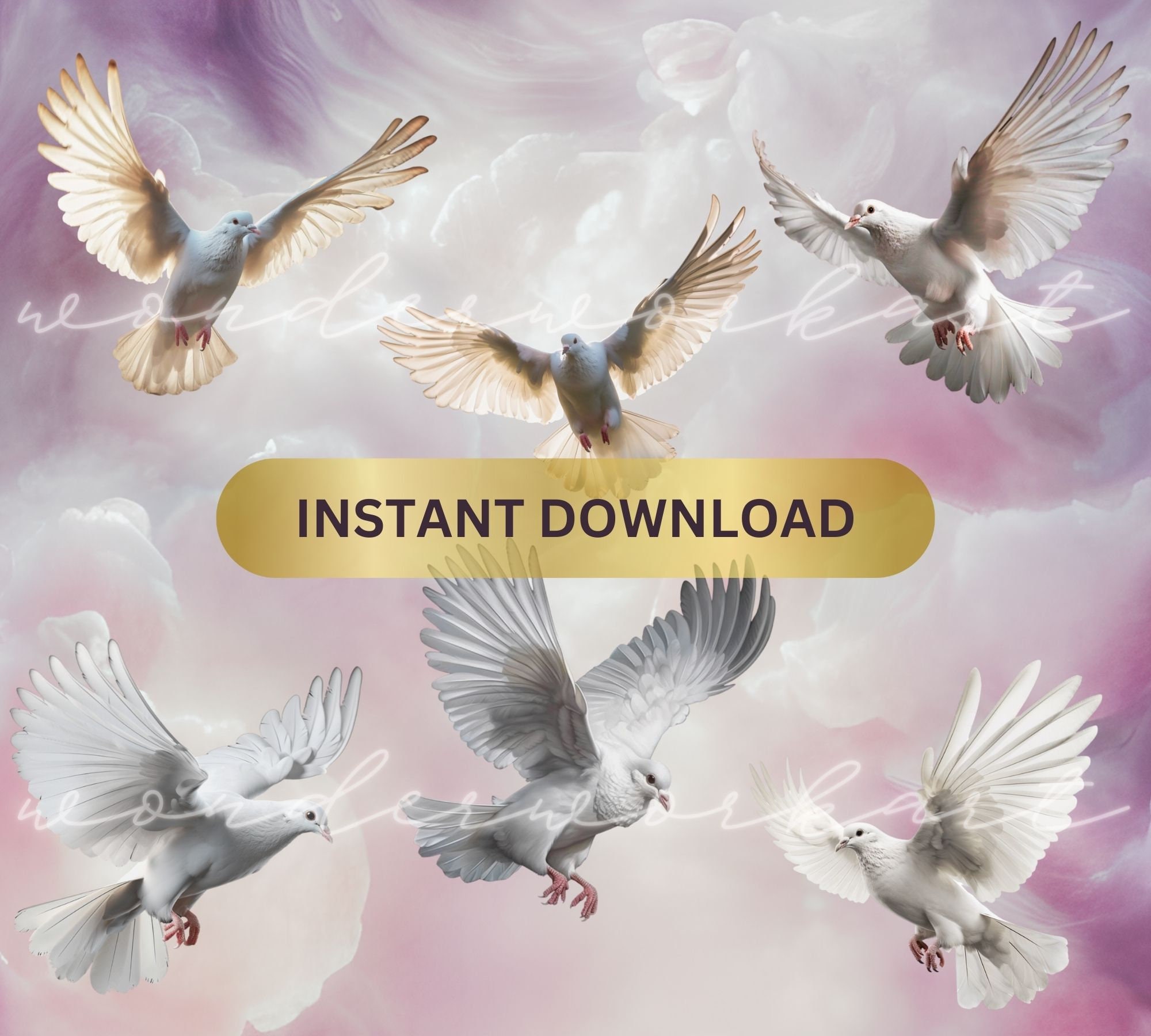 White Doves Clip Art Bundle Instant Access Christening Overlay - Etsy ...