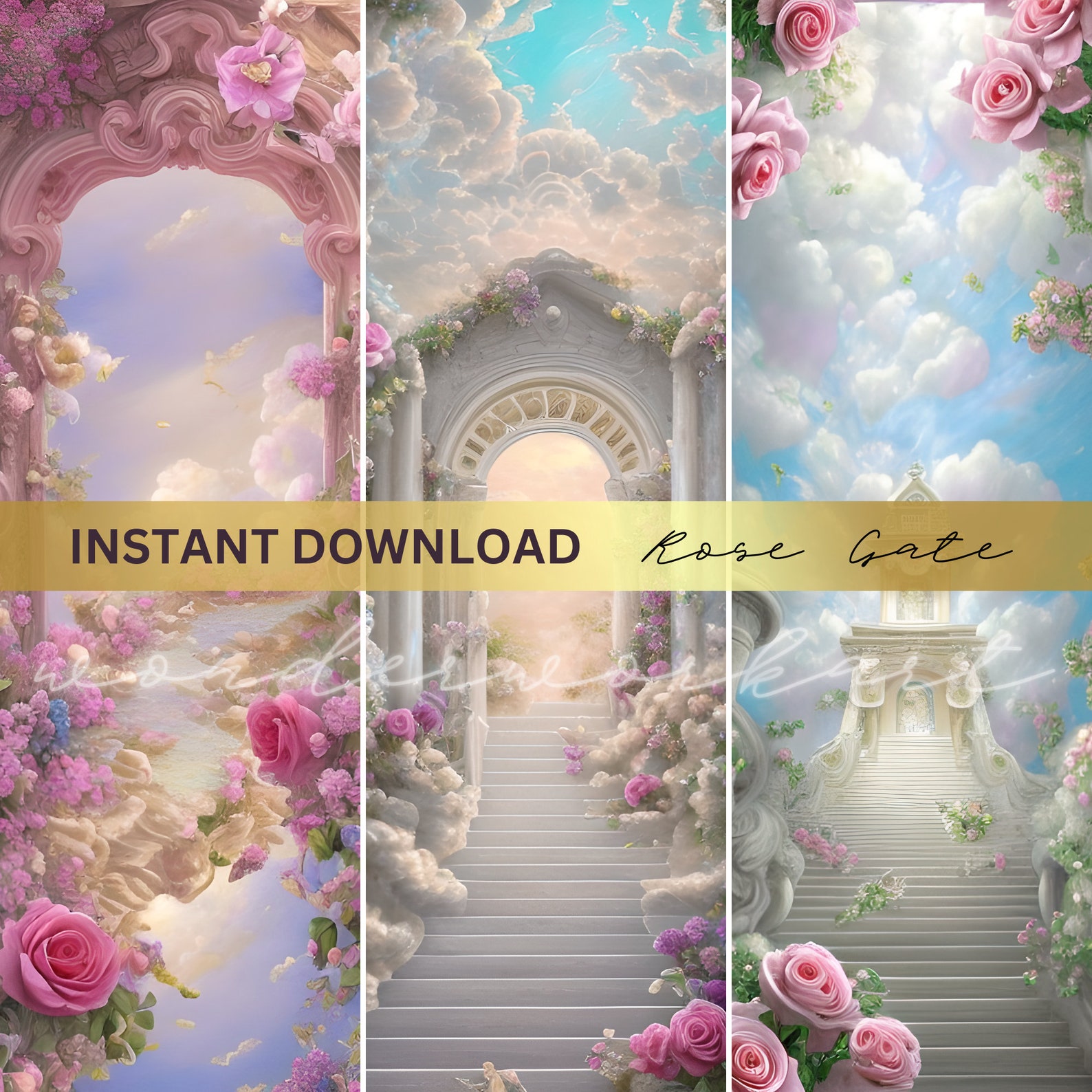 Instant Download Rose Gate Printable Bundle Digital Art 3 Pngs - Etsy