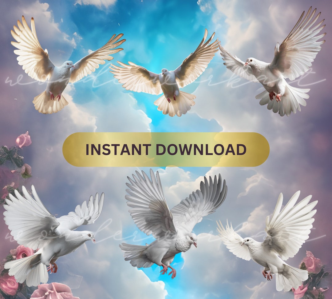 White Doves Clip Art Bundle Instant Access Christening Overlay Design ...