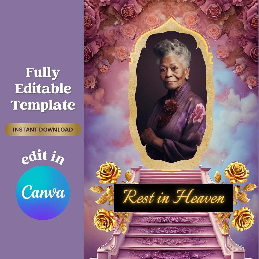 Rest in Heaven Edit in Canva Memorial Stairway to Heaven Lilac - Etsy