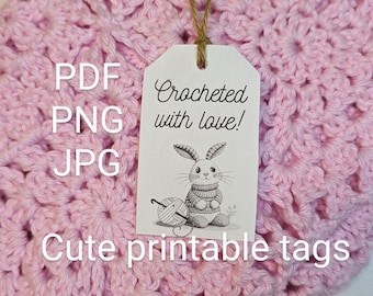 Printable Crocheted With Love Tags, Print and Cut Crochet Tag ...
