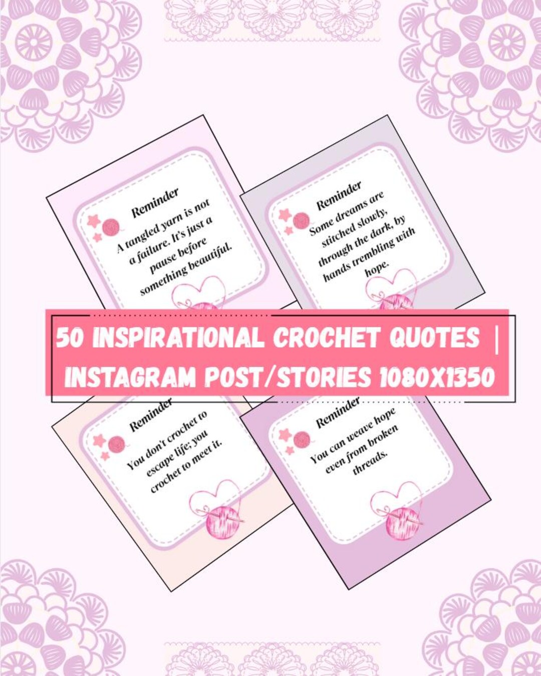 50 Inspirational Crochet Quotes | Instagram Post and Stories Bundle ...