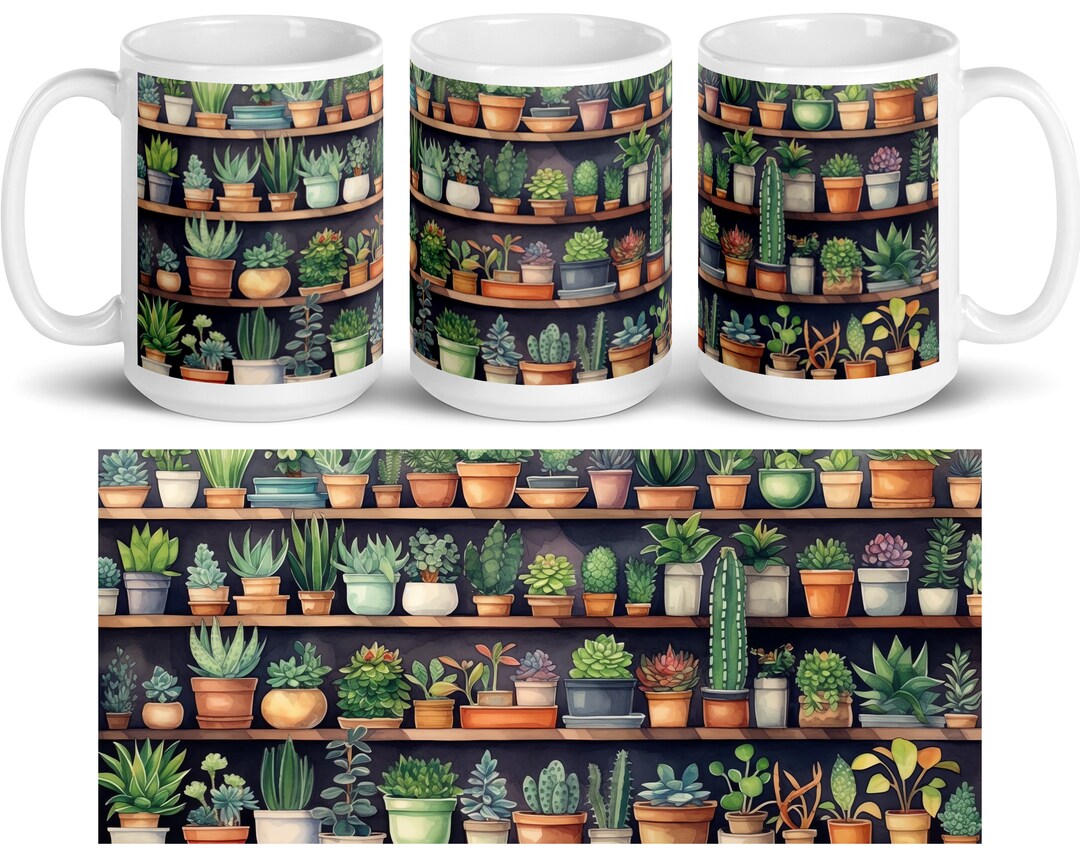 Cute Plant Mug, Plant Mom Mug, Nature Cup, Garden Mug, Watercolor ...